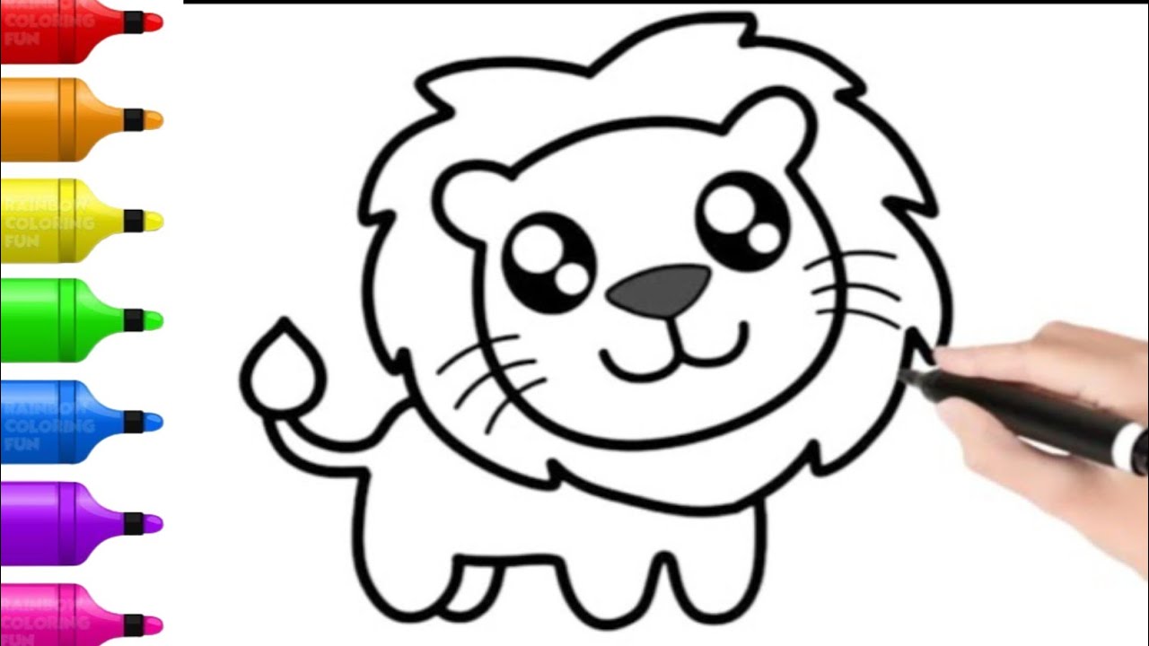 How to draw a Cute Lion 🦁 for kids & toddlers || Baby Lion easy Drawing ...