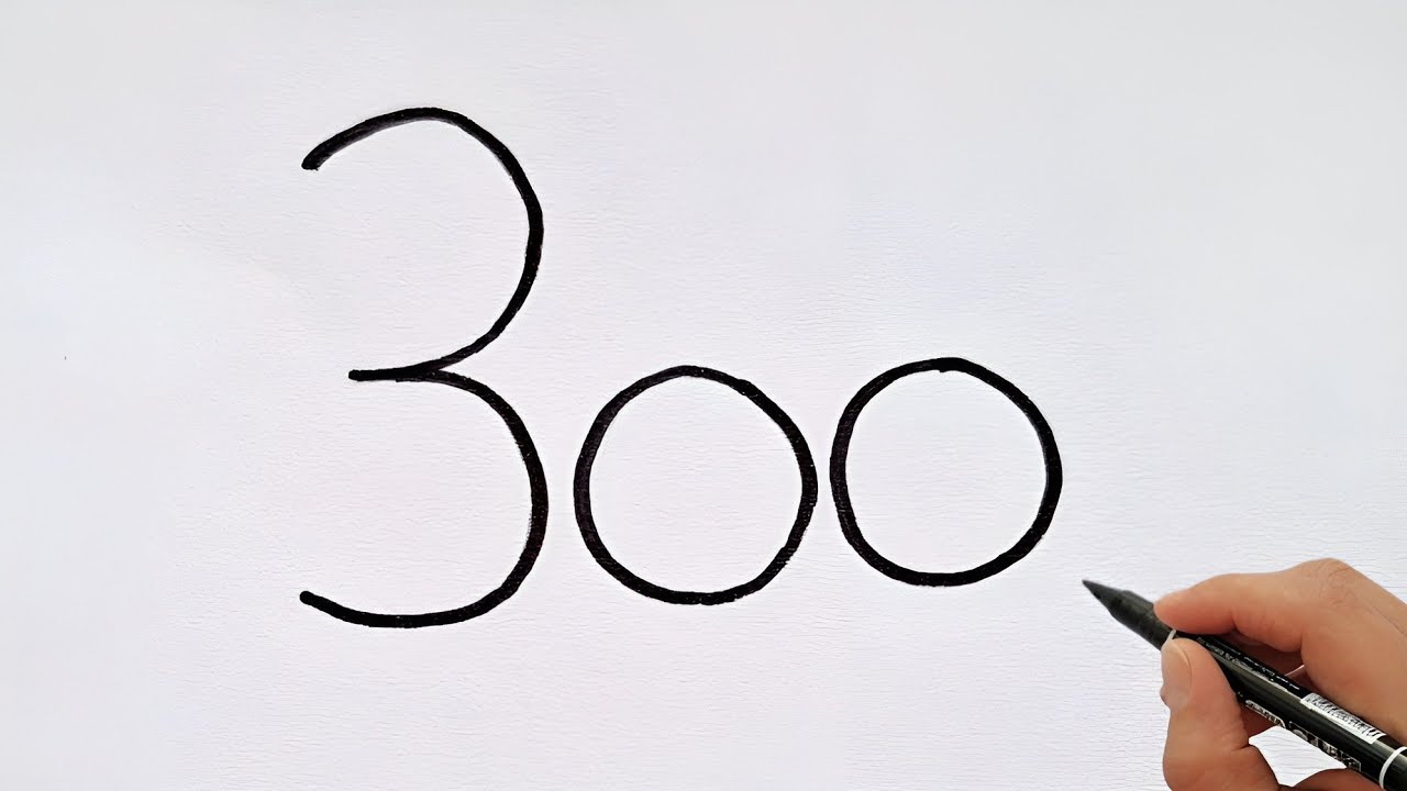 How to draw a rabbit from number 300 | rabbit drawing | number drawing ...