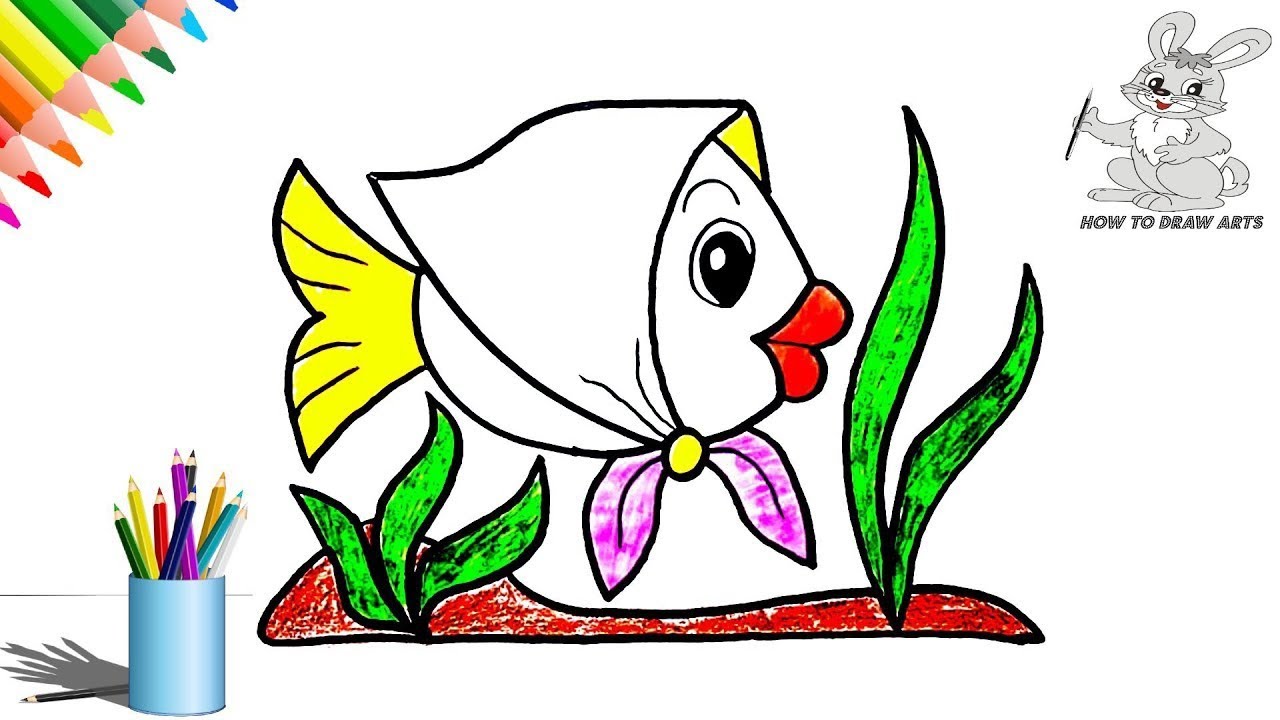 How To Draw A Beautiful Fish | New Beautiful Fish Drawing For Kids Step ...