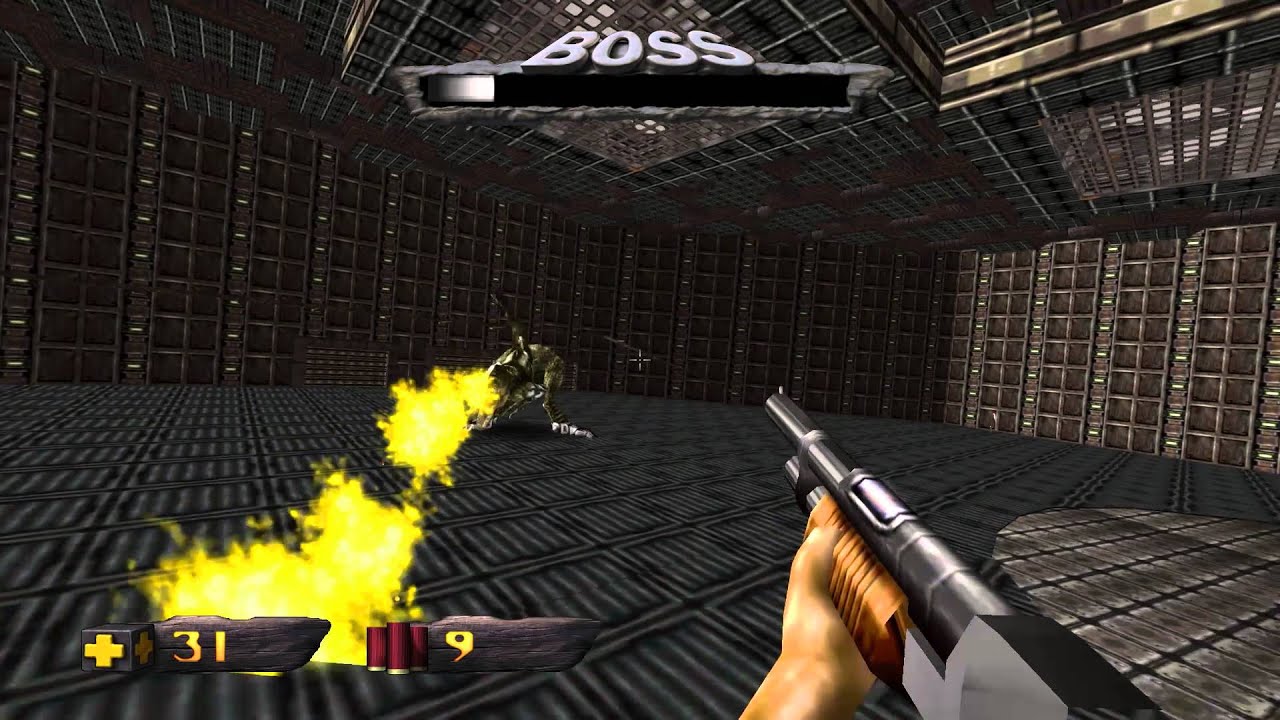 Turok: Dinosaur Hunter - Thunder (t-rex) and Campaigner (final boss ...