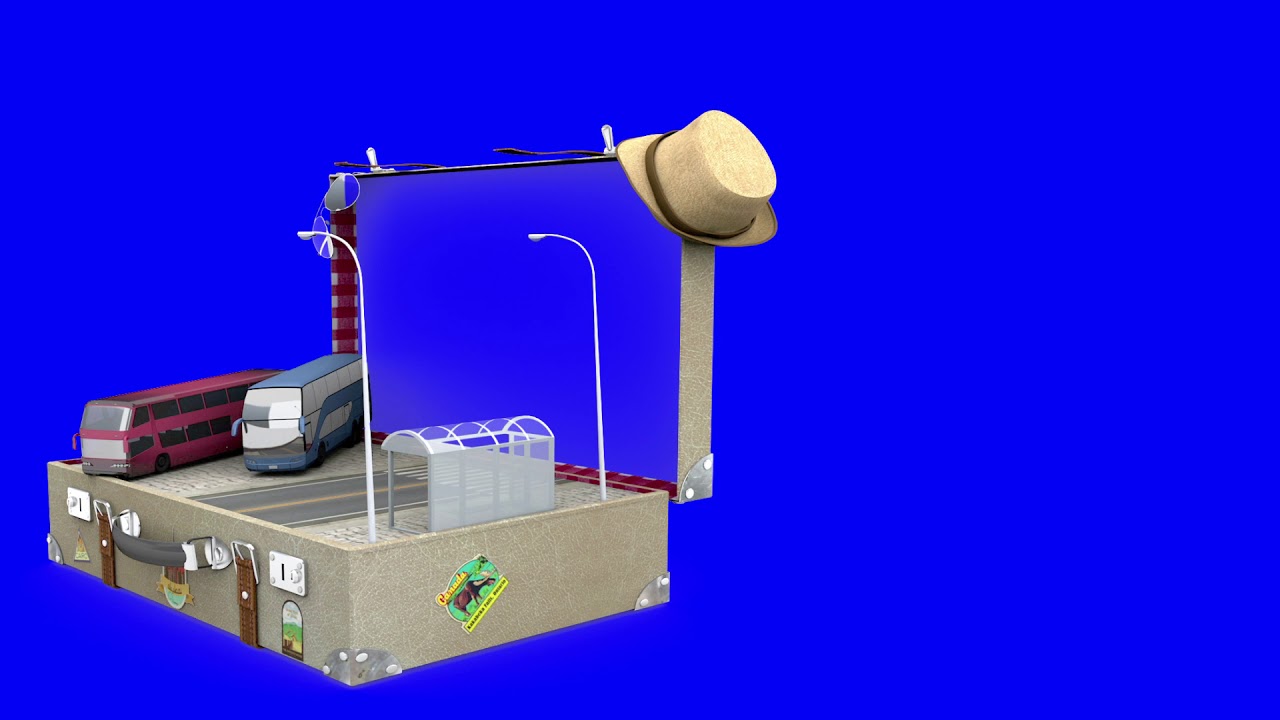 Green Screen. Animation on blue background. Chroma Key. Journey ...