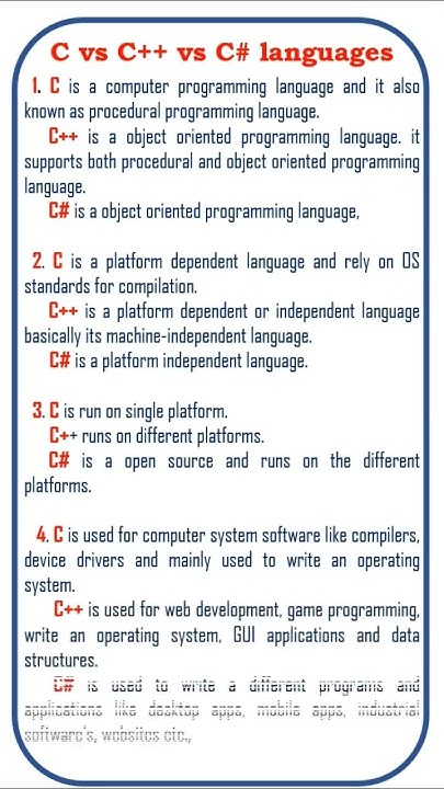 C vs C++ vs C# languages #coding #arrays #class #javascipt #c #c++ #csharp #developer #programe ...