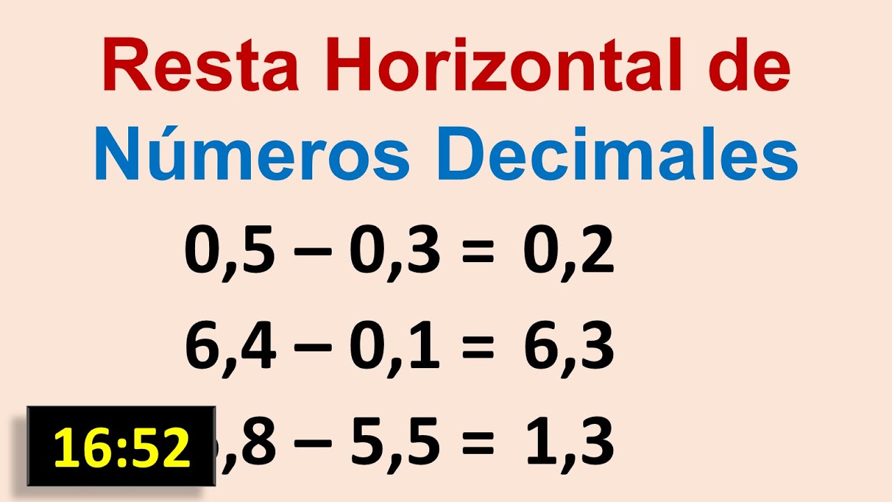 ¿Cómo Restar Números Decimales en Forma Horizontal? | Explicación Paso ...