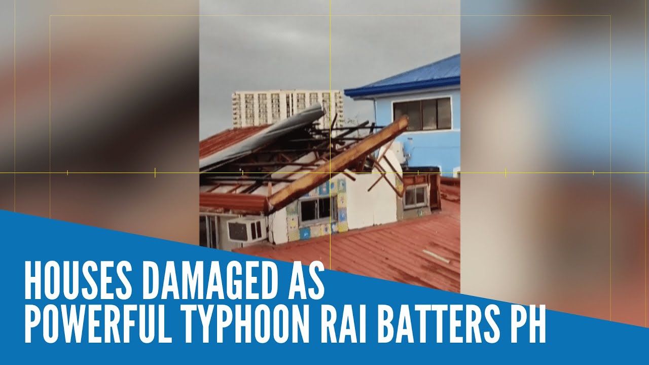 Houses damaged as powerful Typhoon Rai batters PH - YouTube