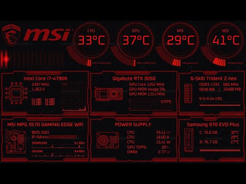 Aida64 Sensor Panel - MSI dark red theme 1024x600px created by Exhumed - YouTube