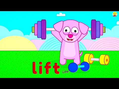 Learn Action Words for Kids | Smile, Wipe, Sit, Kick & Lift | Fun ...