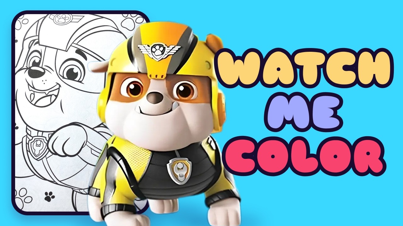 How to Color Rubble Paw Patrol Coloring Page - Art For Kids - YouTube