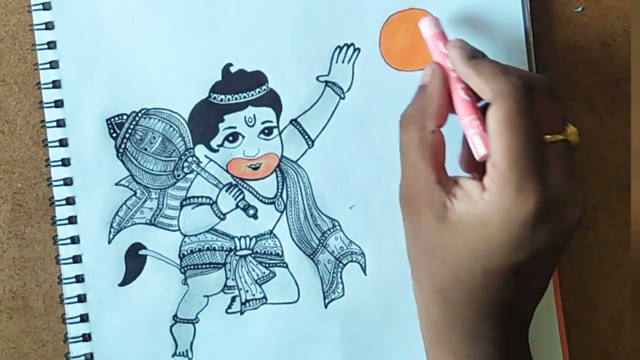 How to draw lord hamuna Anjaneya drawing step by step easy tutorial # ...