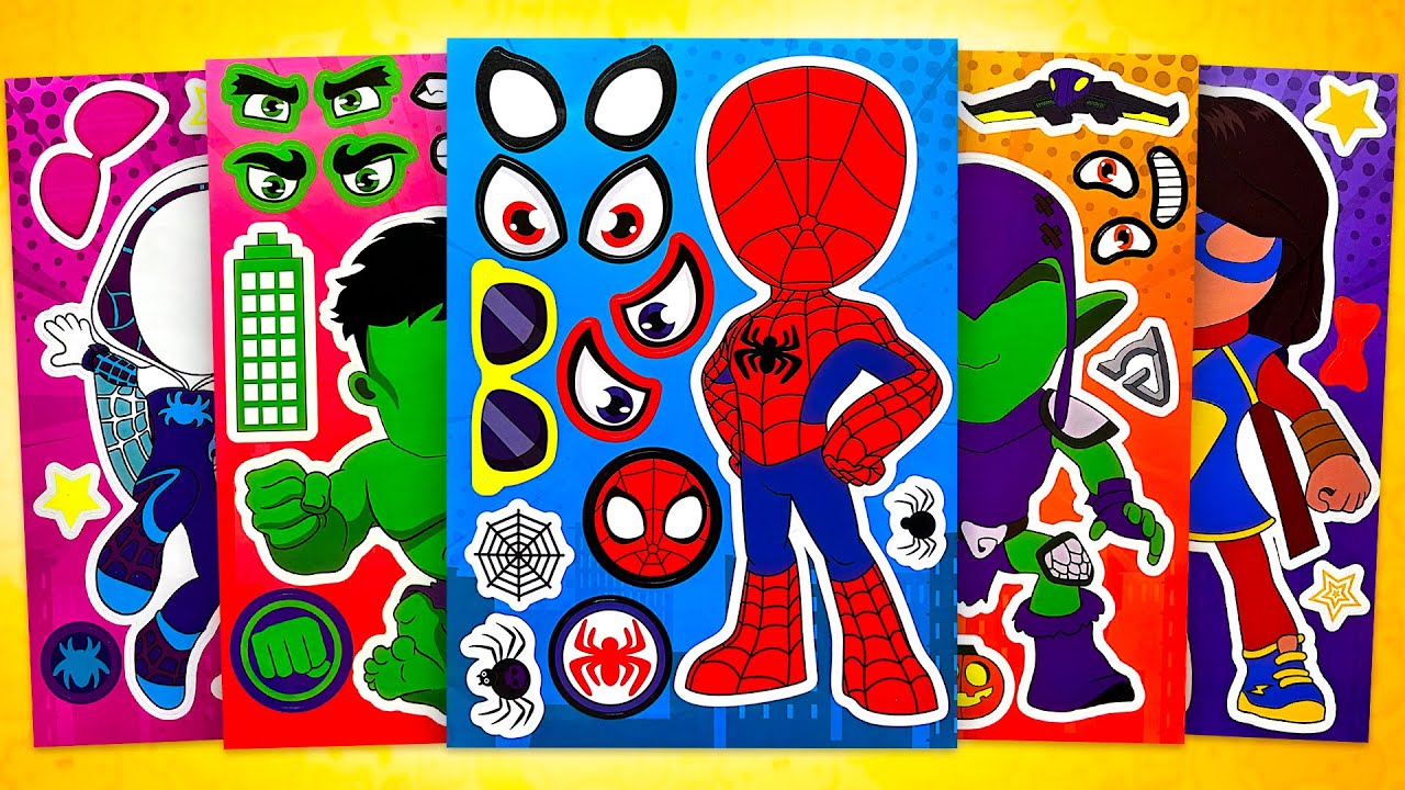[ToyASMR] Satisfying with Sticker Book Marvel Super Hero Hulk ...