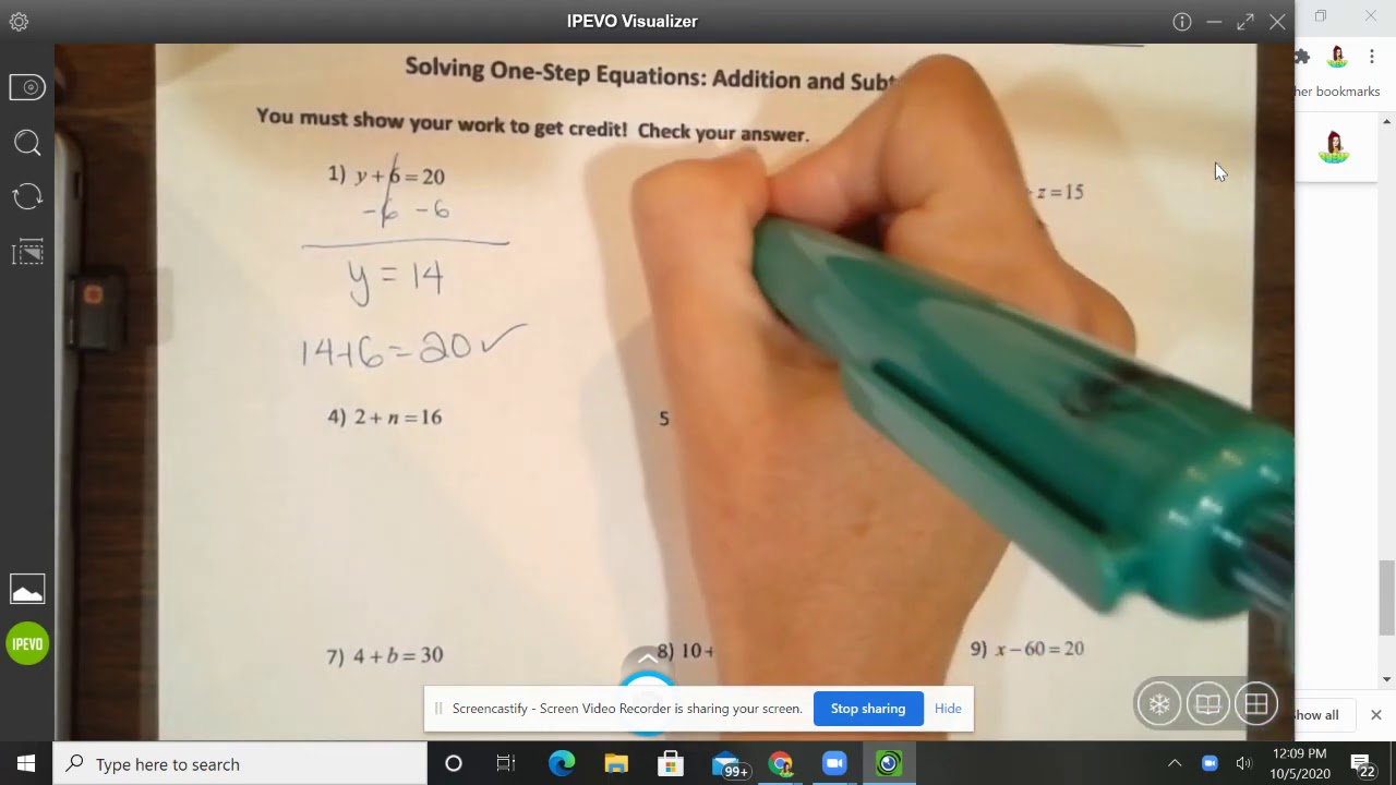 One-Step Equations Add/Sub Notes by Andrea - YouTube