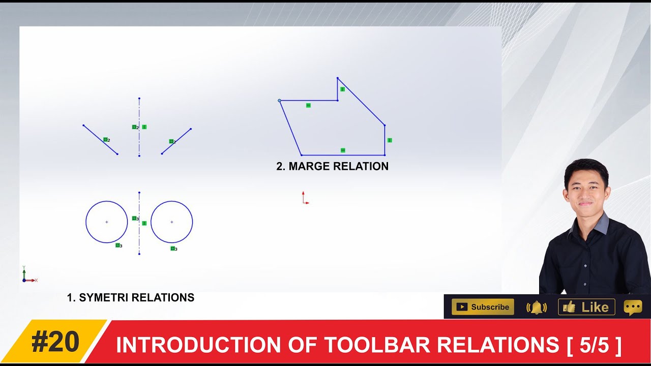 SOLIDWORKS | #20 RELATION 5/5 (SYMETRI &, MERGE RELATIONS) - YouTube