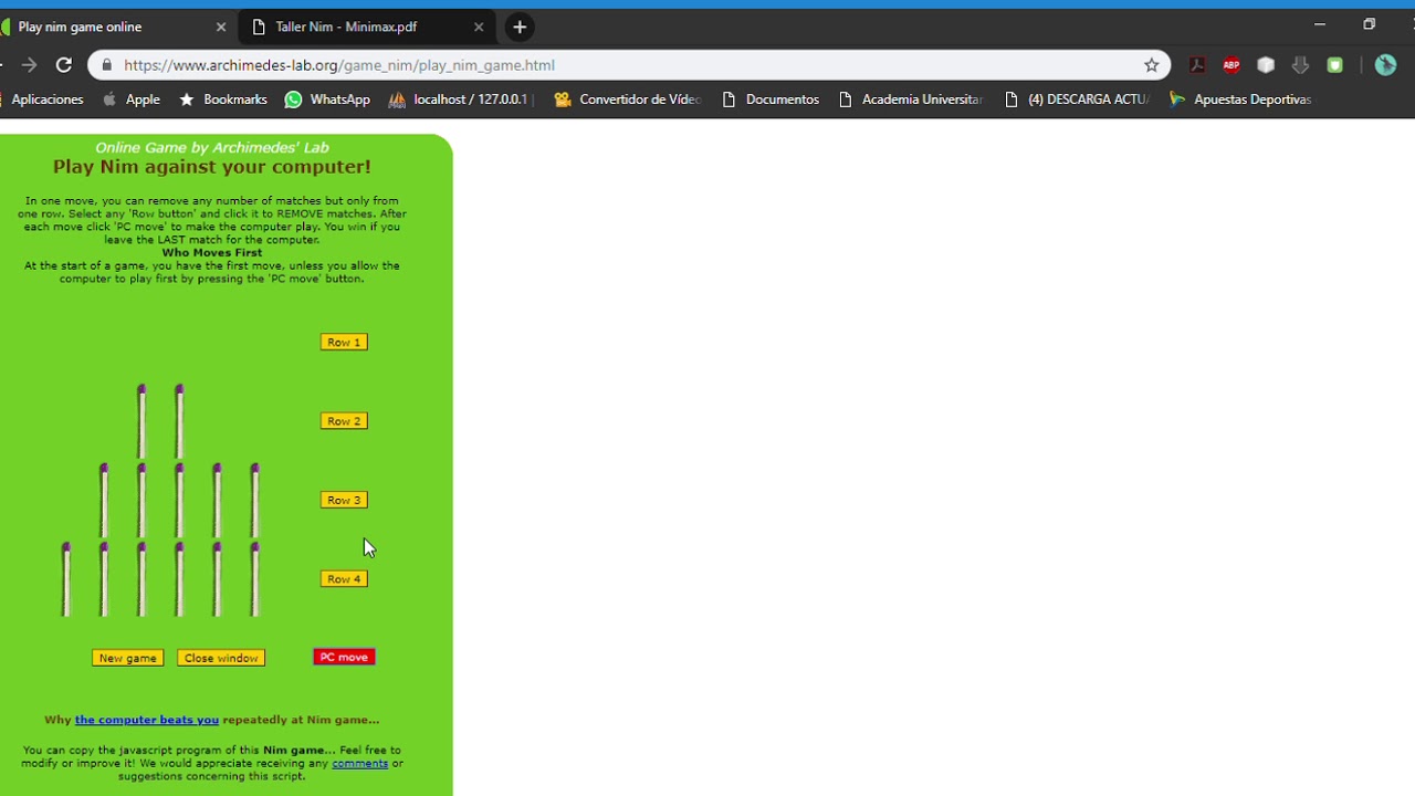 Play nim game online - YouTube