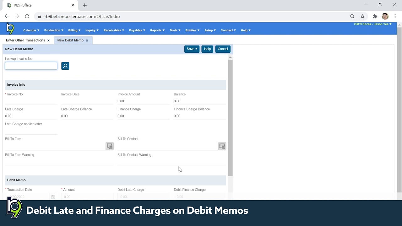 Debit Late and Finance Charges on Debit Memos - YouTube