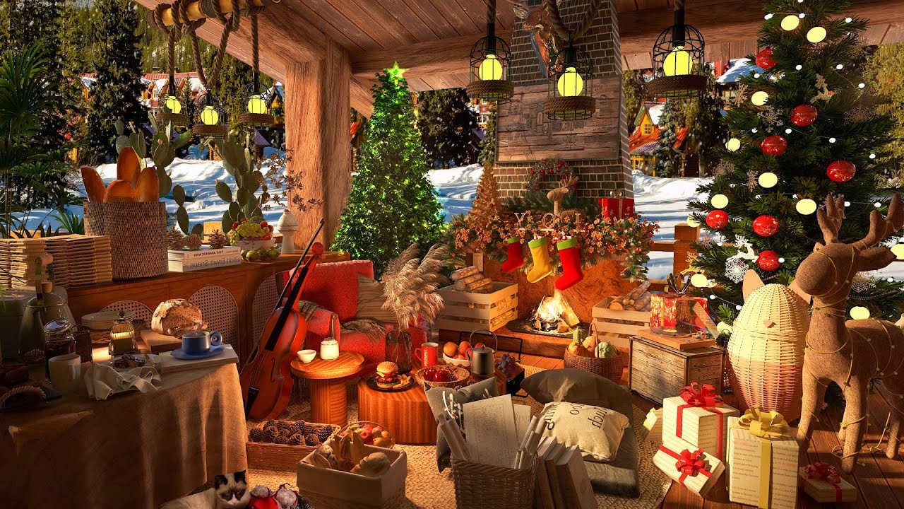 Peaceful Christmas Music, Beautiful Relaxing Music, " Warm Porch Winter ...