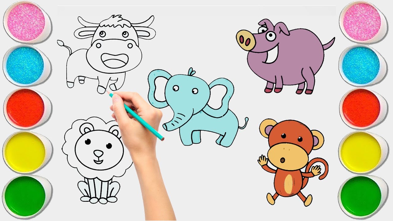Cute Little Animals Drawing , Painting and Coloring for Kids & Toddlers ...