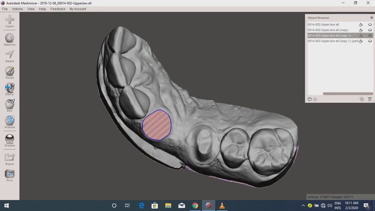 Meshmixer removable die for crown and bridgework - YouTube