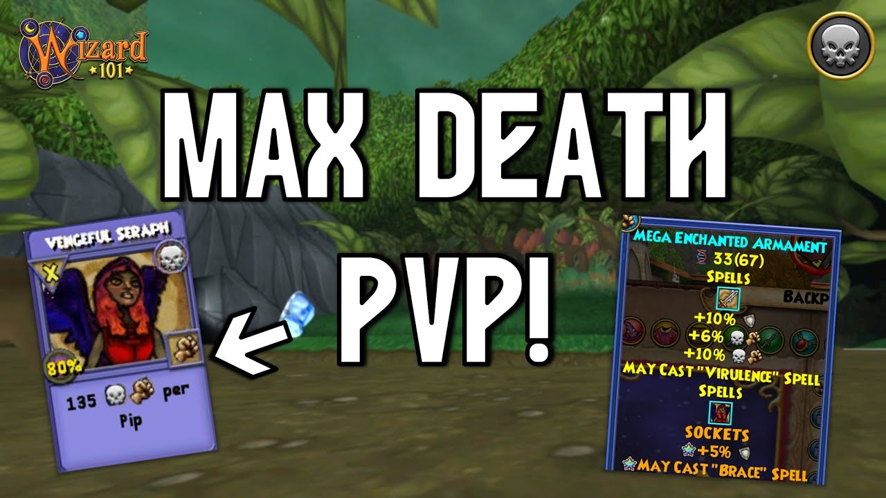 WIZARD101 MAX DEATH PVP (130): NEW Vengeful Seraph PET!! - YouTube