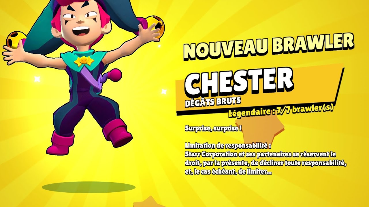 J'AI DÉBLOQUER LE NOUVEAU BRAWLER CHESTER SUR BRAWL STARS ! - YouTube