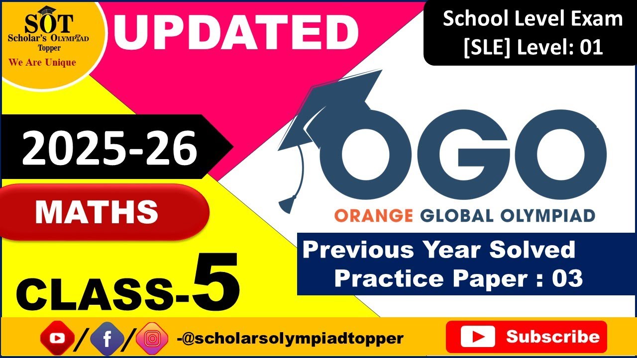 Class 5 Math OGO |Orange Global Olympiad Previous Year Solved Paper 3 ...