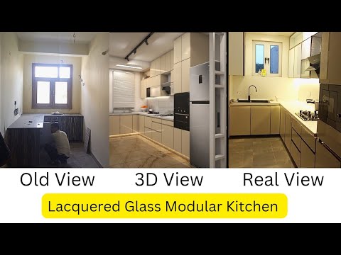 Modular kitchen Making process|| Lacquered Glass Modular Kitchen ...