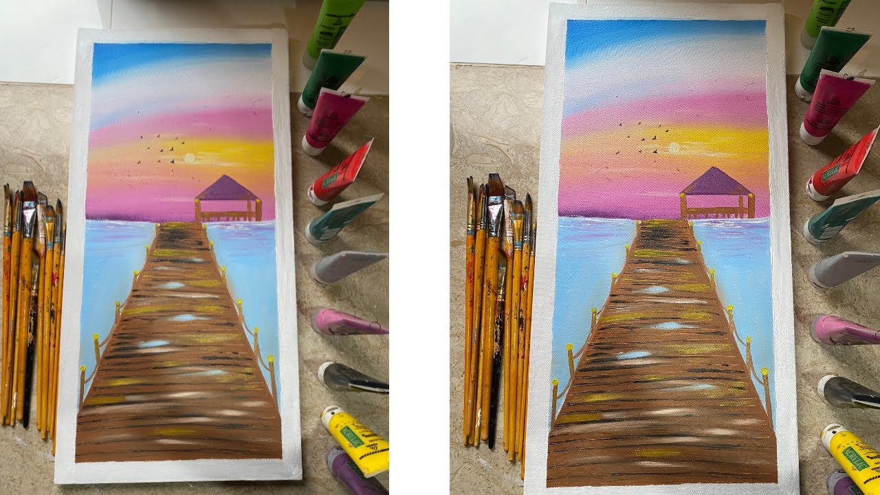 Beautiful Painting Idea | Evening Painting | Acrylic Painting Artwork ...