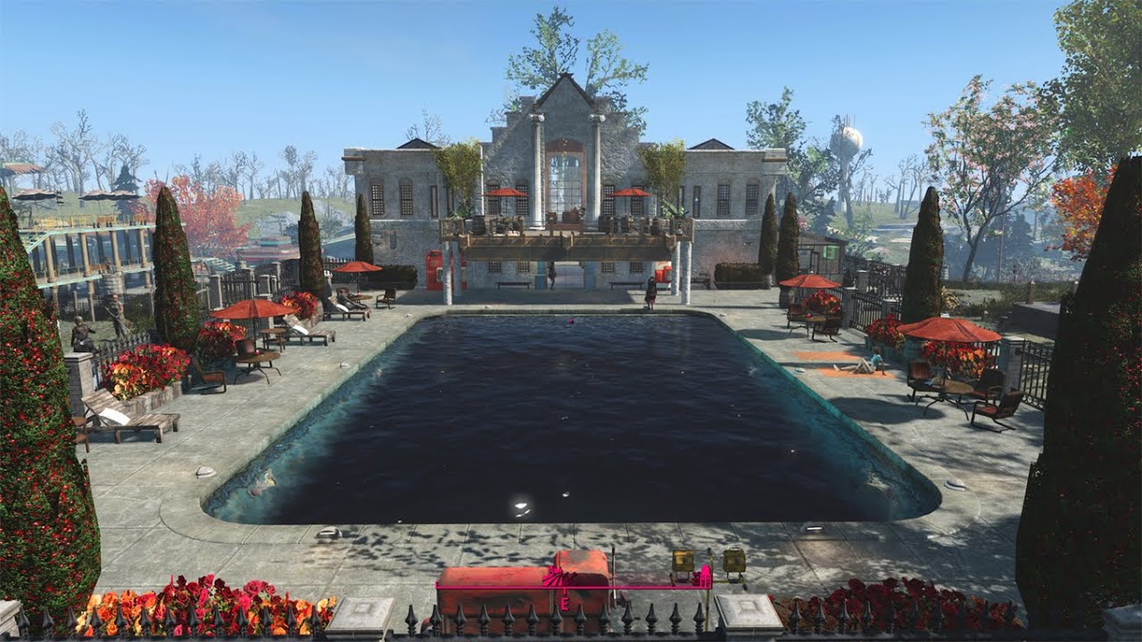Fallout 4 Slog Pool Resort Settlement Tour - YouTube