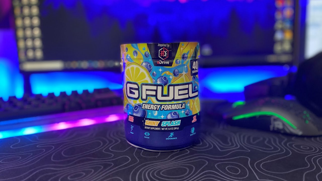 NEW!!! aDrive's Shiny Splash Gfuel Flavor Taste Test and Review - YouTube