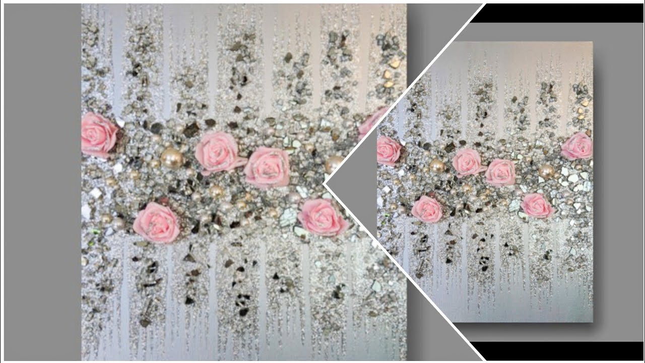 Diy mixed media art for my room| glitter painting| how to do 3d ...