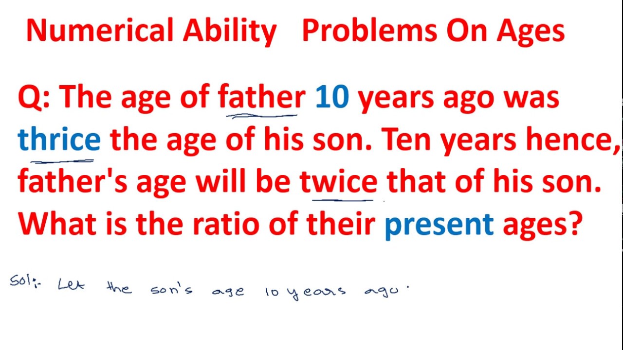 Problems On Ages 15 | Numerical Ability Tricks-Questions and Answers ...