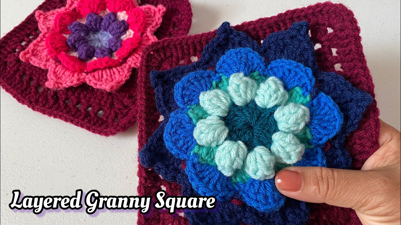 Layered Crochet Floral Granny Square Tutorial | Step-by-step - YouTube