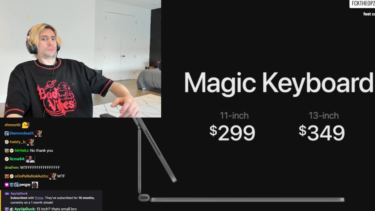 xQc Can't Believe Apple's Keyboard & Pencil Price - YouTube