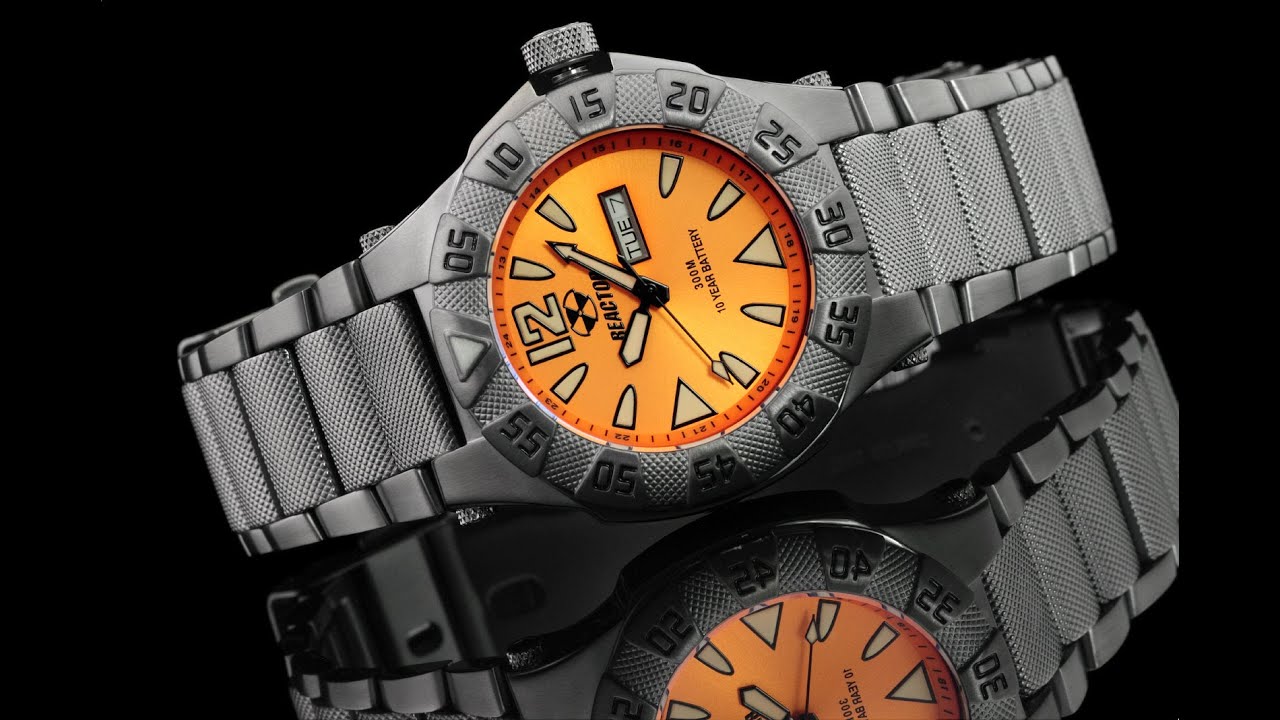 Reactor 53608 Gamma Gunmetal Plated Tangerine Dial 300M WR Bracelet ...