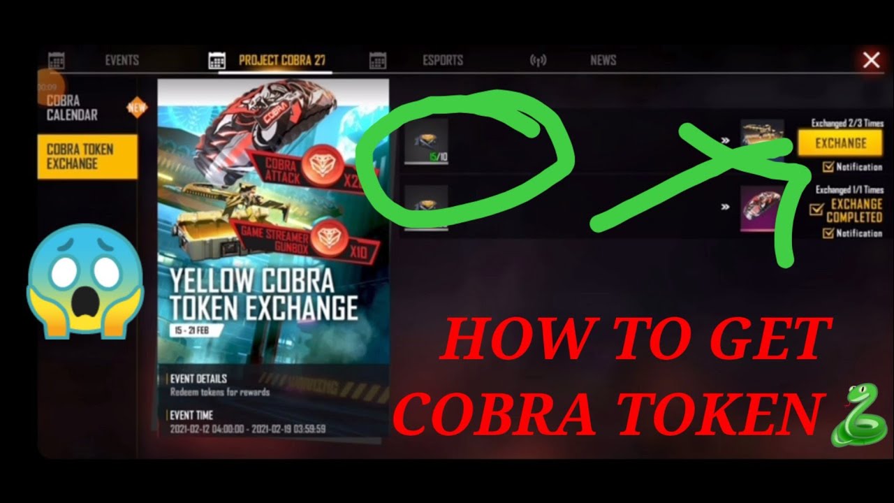 HOW TO GET COBRA TOKENS FOR CLAIM GUN CRATES 🐍|| MUST WATCH GARENA FREE ...