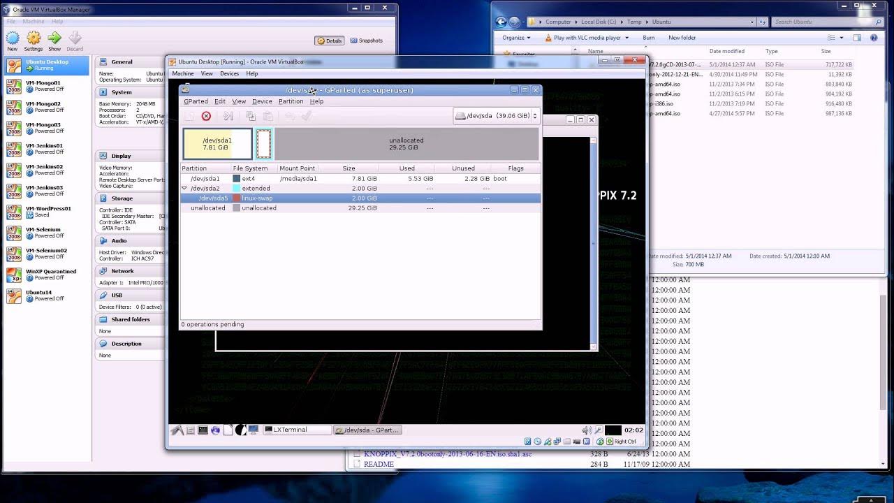 VirtualBox - How to Resize a Partition Using Gparted in Knoppix - YouTube