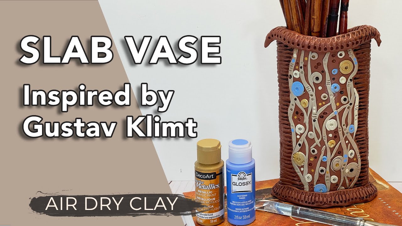 SLAB VASE decorated by COILS | Full Tutorial | DIY AIR DRY CLAY Project ...