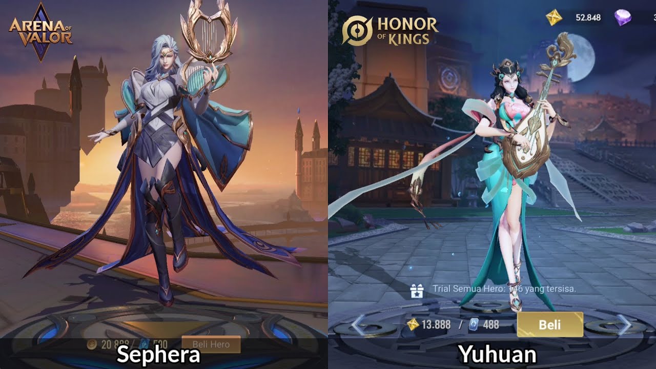 Hero Comparison Sephera and Yuhuan - Arena of valor vs Honor of king ...