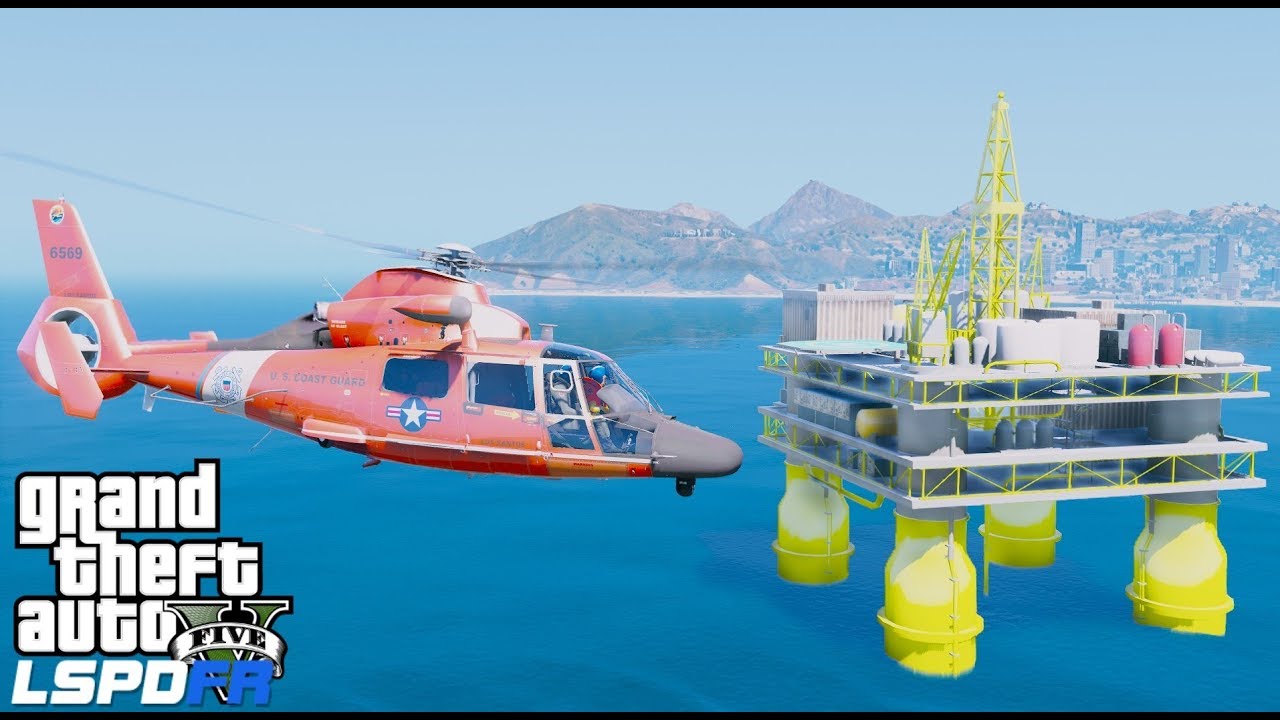 GTA 5 LSPDFR Coastal Callouts - Coast Guard Helicopter Rescue From Oil ...
