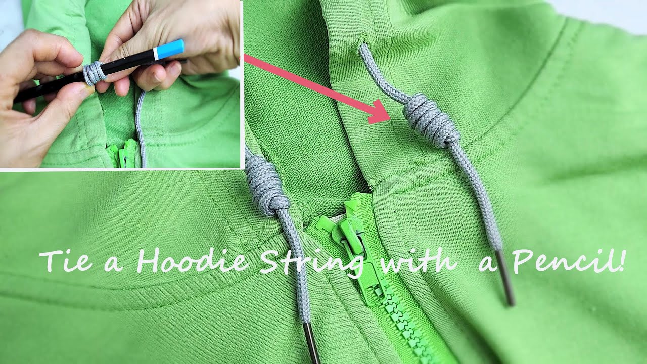 How to Tie a Hoodie String with Just a Pencil! - YouTube