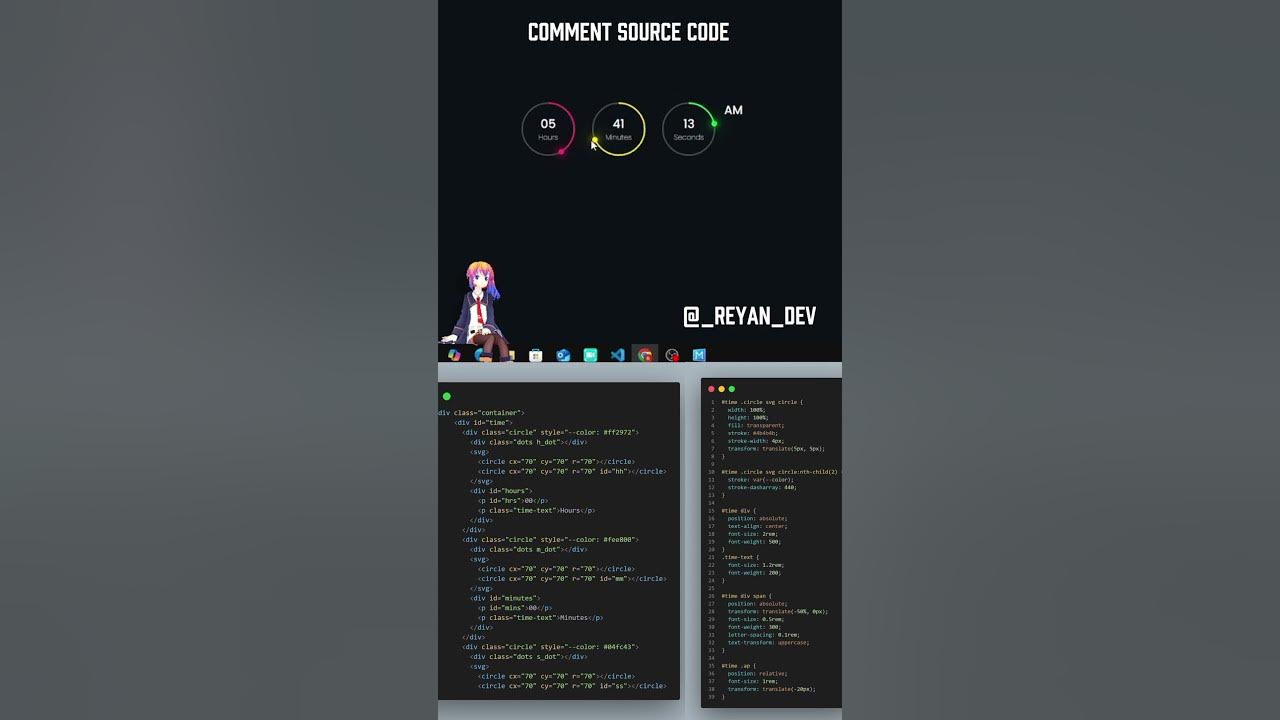 Digital Clock ⏰css Animation With Javascript Webcoding Webcode Code