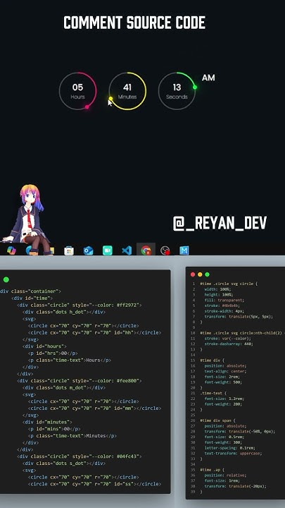Digital Clock ⏰css Animation With Javascript Webcoding Webcode Code Htmlcss Css