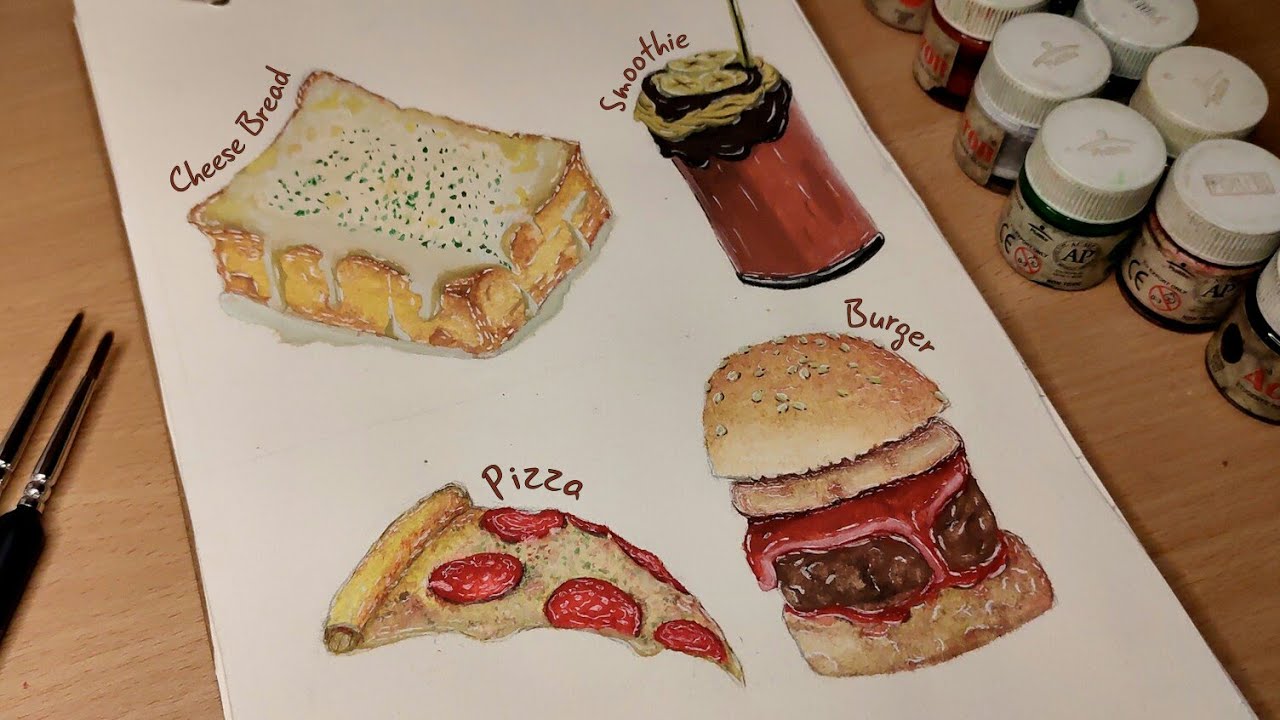 Acrylic Painting Food Illustration | Fast Food Illustraton with Acrylic ...
