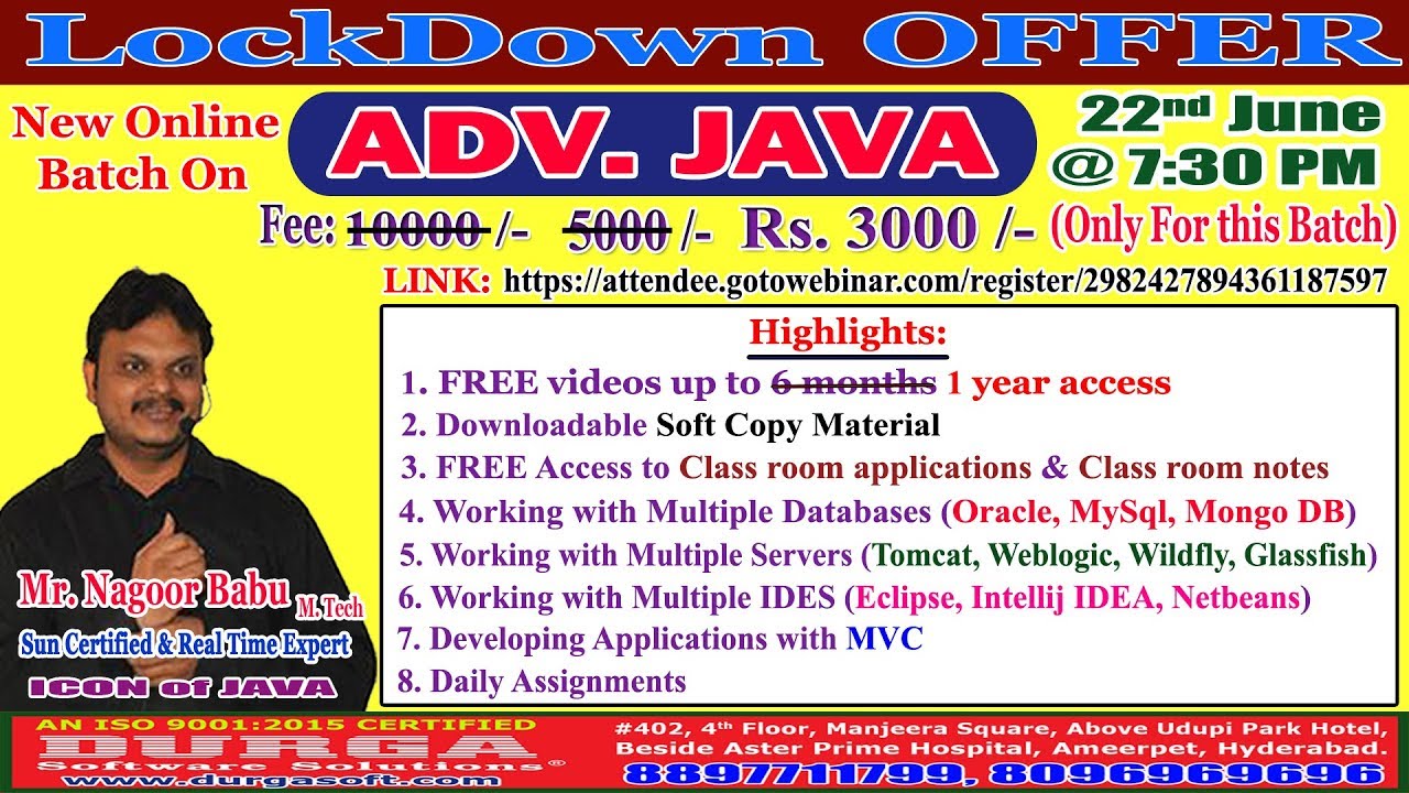 ADV. JAVA Online Training in DURGASOFT - YouTube