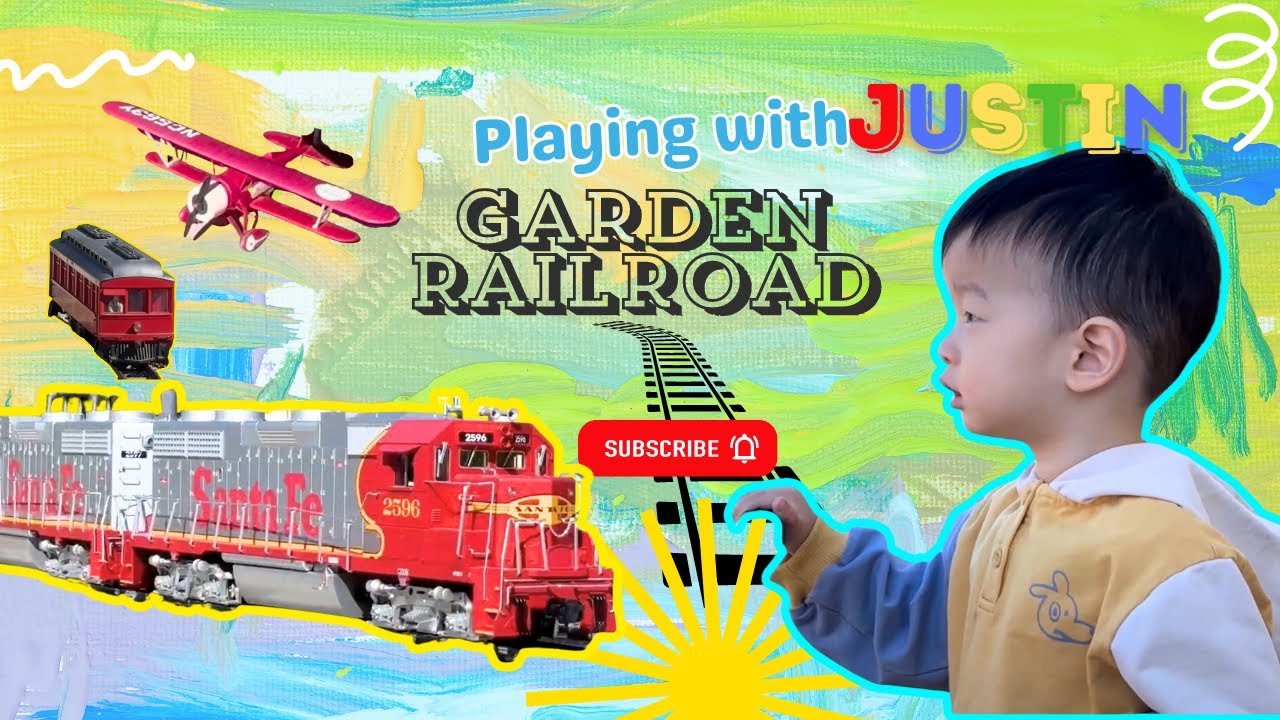 Playing with Justin! Model Trains! Big bridge, & even BIG FOOT! - YouTube