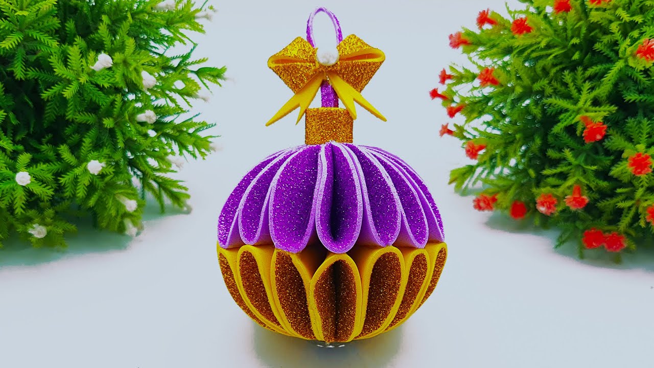 Diy Christmas Ball For Christmas | Glitter Paper Christmas Ball - YouTube