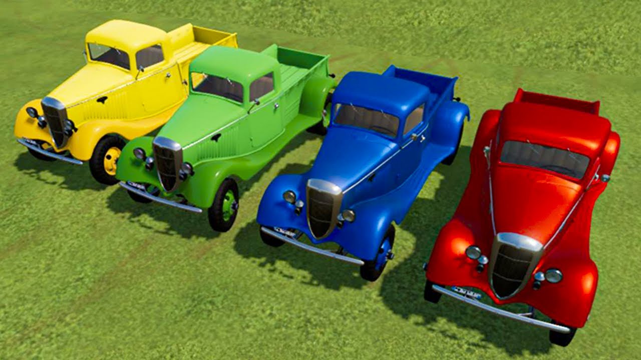 COLOR OLD CARS - RED CAR vs BLUE vs CAR vs GREEN CAR vs YELLOW CAR ...
