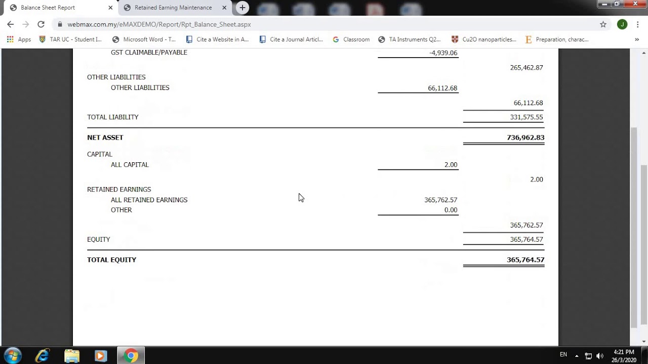 Webmax Tutorial - [BALANCE SHEET REPORT] - YouTube