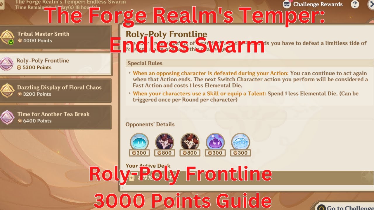 The Forge Realm's Temper Endless Swarm Roly-Poly Frontline 3000 Point Guide【Genshin Impact 5.2 ...