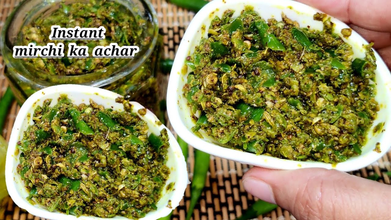 instant Hari mirch ka achar kaise banaye। Instant green chilli pickle ...