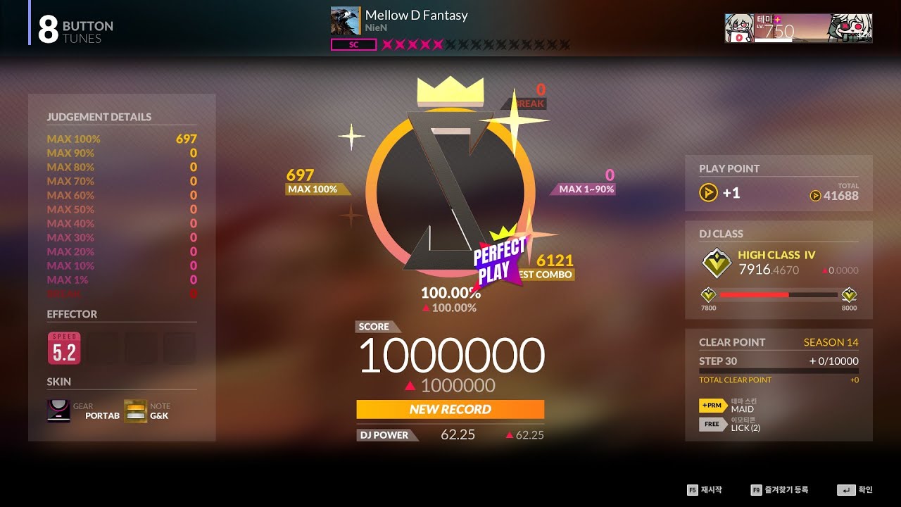 [DJMAX RESPECT V] Mellow D Fantasy - NieN 8B SC PERFECT PLAY 100.00% ...