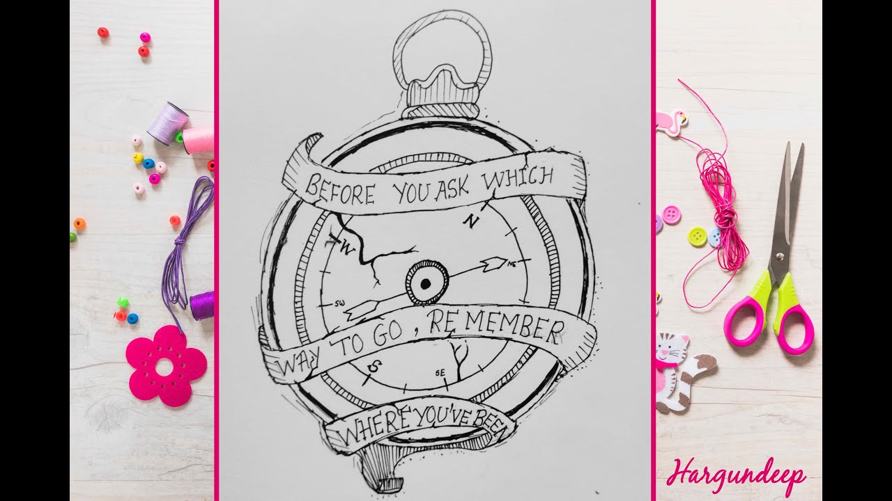 Easy compass drawing||Step- by-Step|| Inspirational thought - YouTube